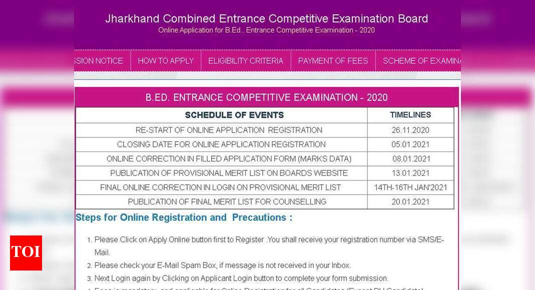 Jharkhand JCECEB B.Ed. Merit List 2020 to be released today - Times of ...