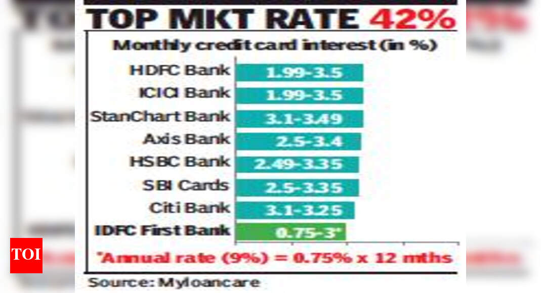 IDFC First Bank may disrupt cards business with 9% interest - Times of ...