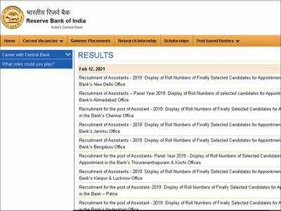 RBI Assistant Final Result 2019 released, check here - Times of India