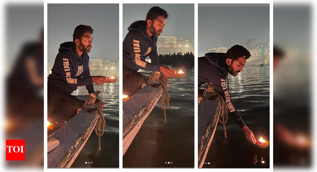 Simbu's prayer photos with diya from Varanasi go viral | Tamil Movie ...