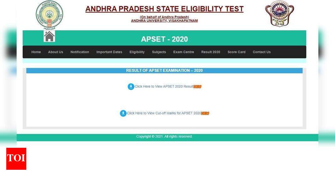 AP SET results declared at apset.net.in, check here - Times of India