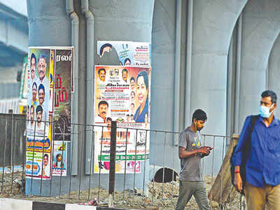 Chennai: Flyover is covered with posters 1 week after inauguration ...
