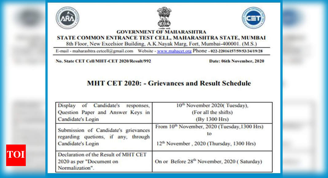 MHT CET Answer Key: Maharashtra CET Answer key & Response sheet ...