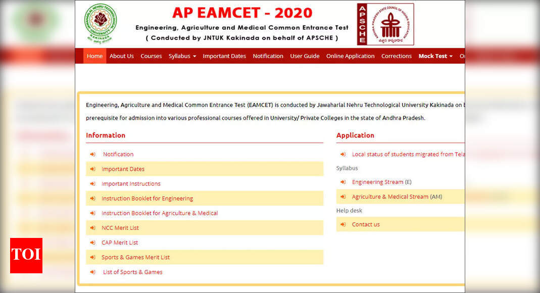 AP EAMCET Application Form: AP EAMCET Test Registration for general ...