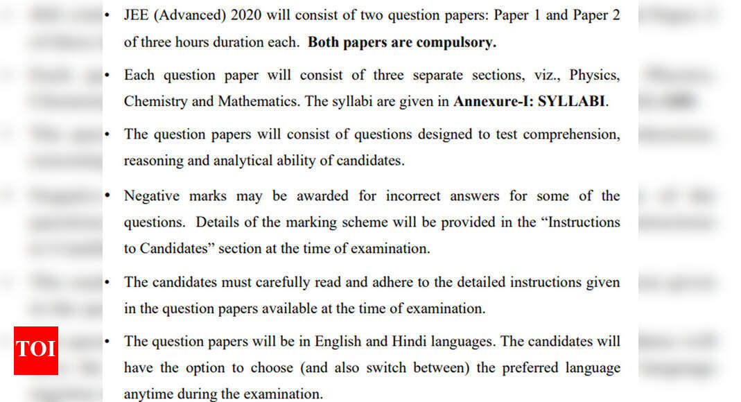 JEE Advanced Exam Pattern & Syllabus: JEE Advanced Paper Pattern/Test ...