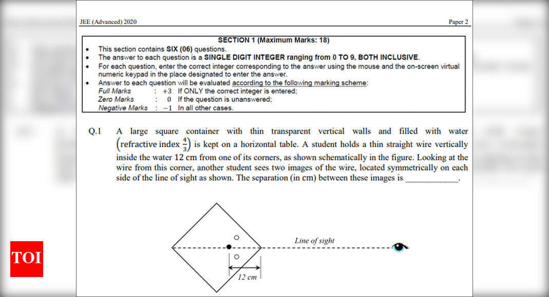 JEE Advanced Previous Year(Last Year) Question Papers | - Times of India