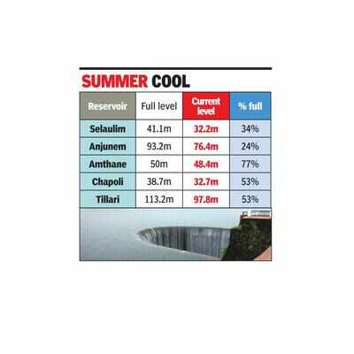 Water levels in Selaulim, Anjunem reservoirs dip | Goa News - Times of ...
