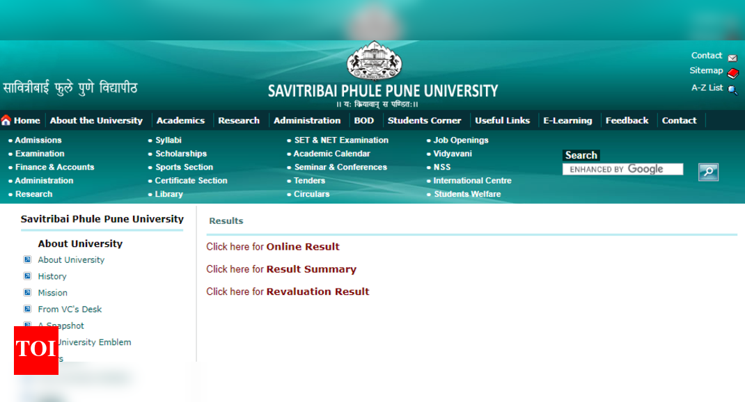 SPPU Results 2021: SPPU UG, PG semester results declared at unipune.ac ...