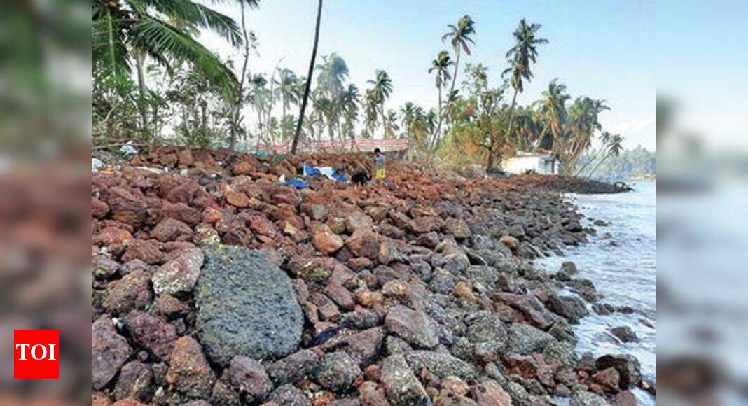 WRD assesses damage to wall along Coco beach | Goa News - Times of India