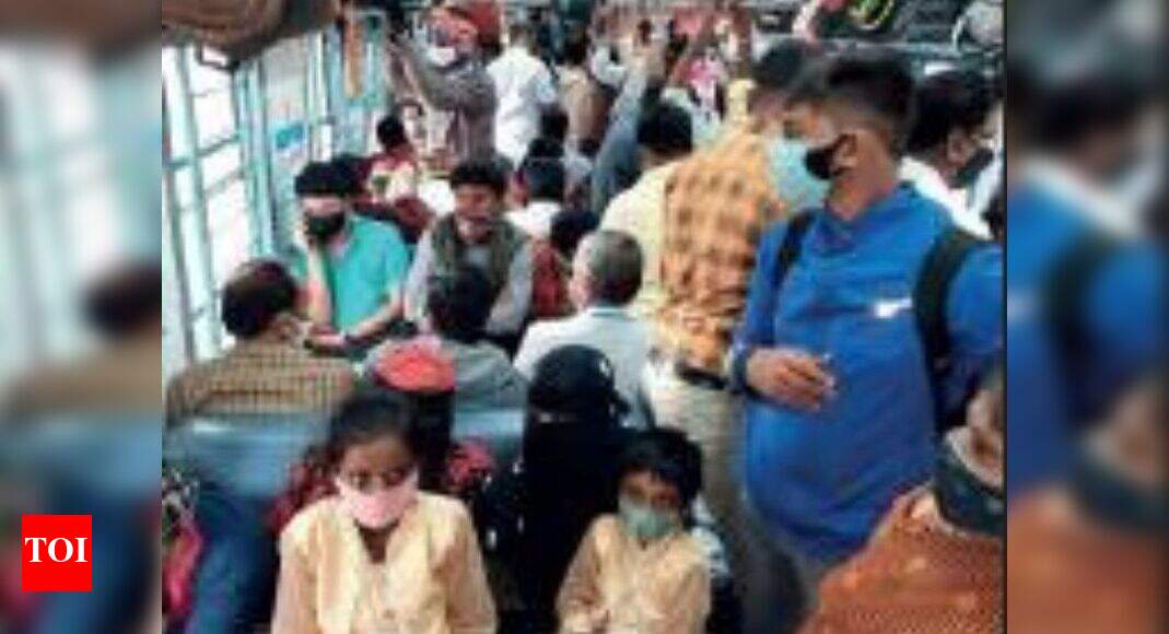 Bengaluru: Social distancing goes for a toss on packed suburban trains ...