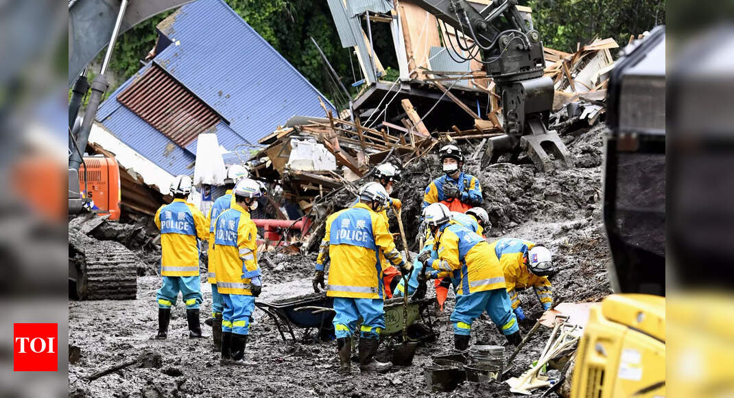 Massive soil mound on slope seen as worsening Japan mudslide - Times of ...