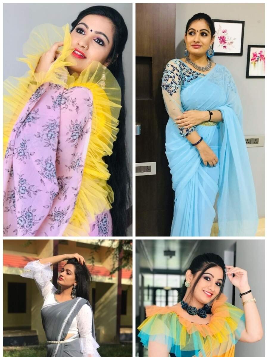 Get inspired by Manve Surendran's trendy saree looks | Times of India