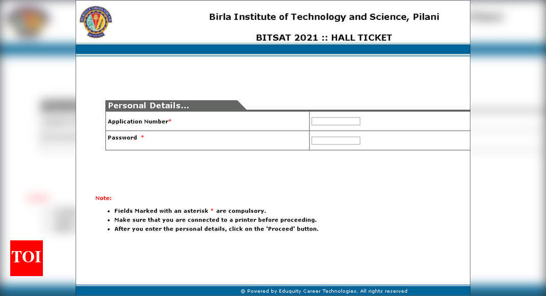BITSAT 2021 Admit Card released; download here - Times of India