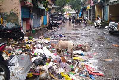 After flood, garbage all over the roads - Times of India