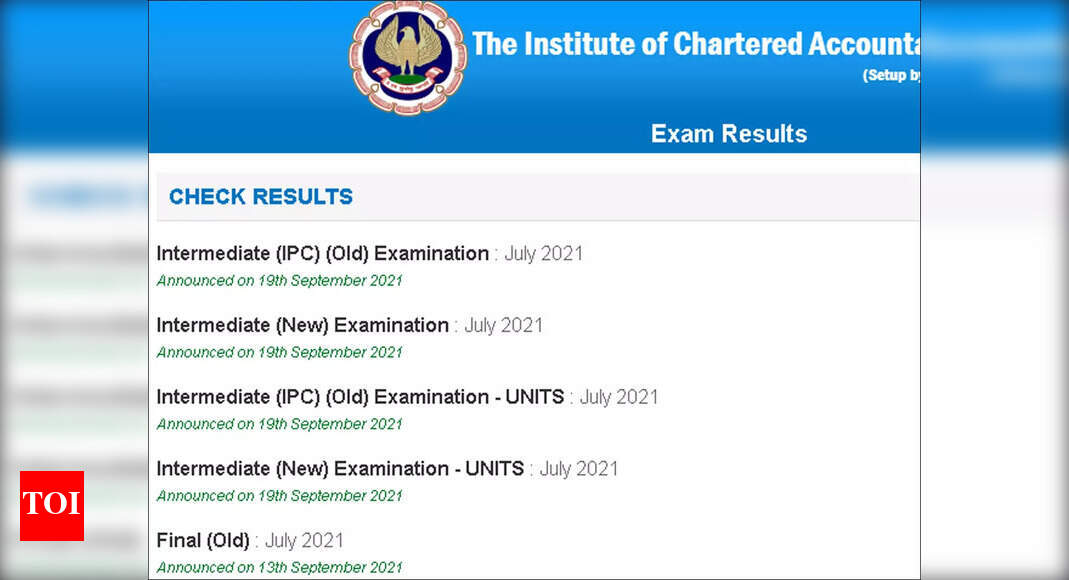 ICAI Inter Result: ICAI CA Inter July 2021 exam results announced ...