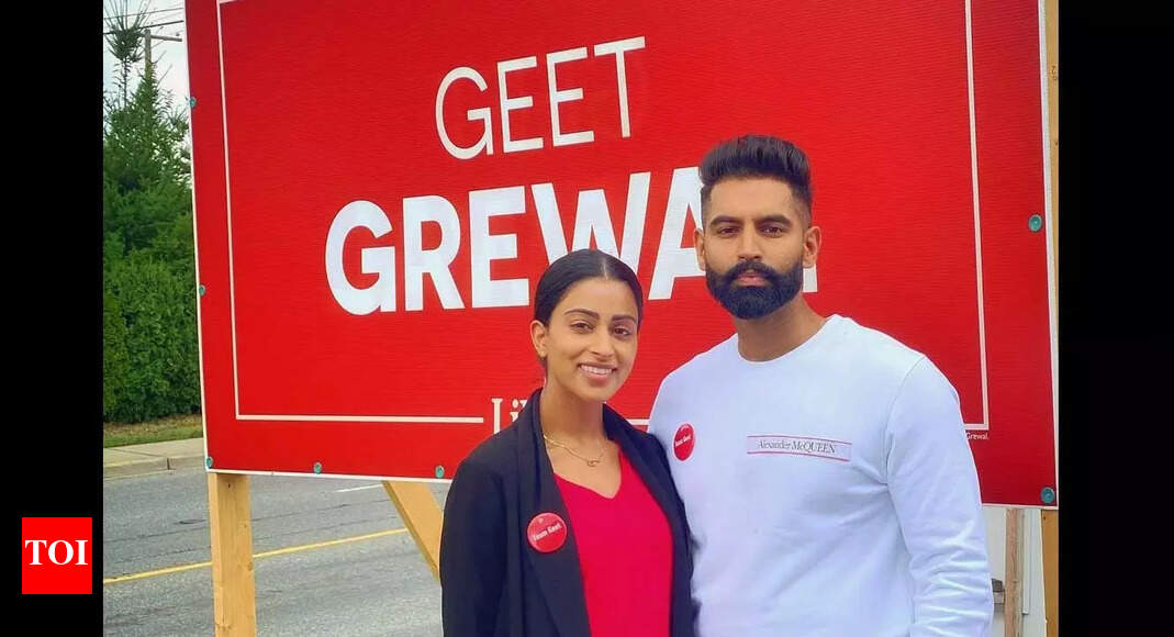 Parmish Verma stands with his lady love Geet Grewal during her ...