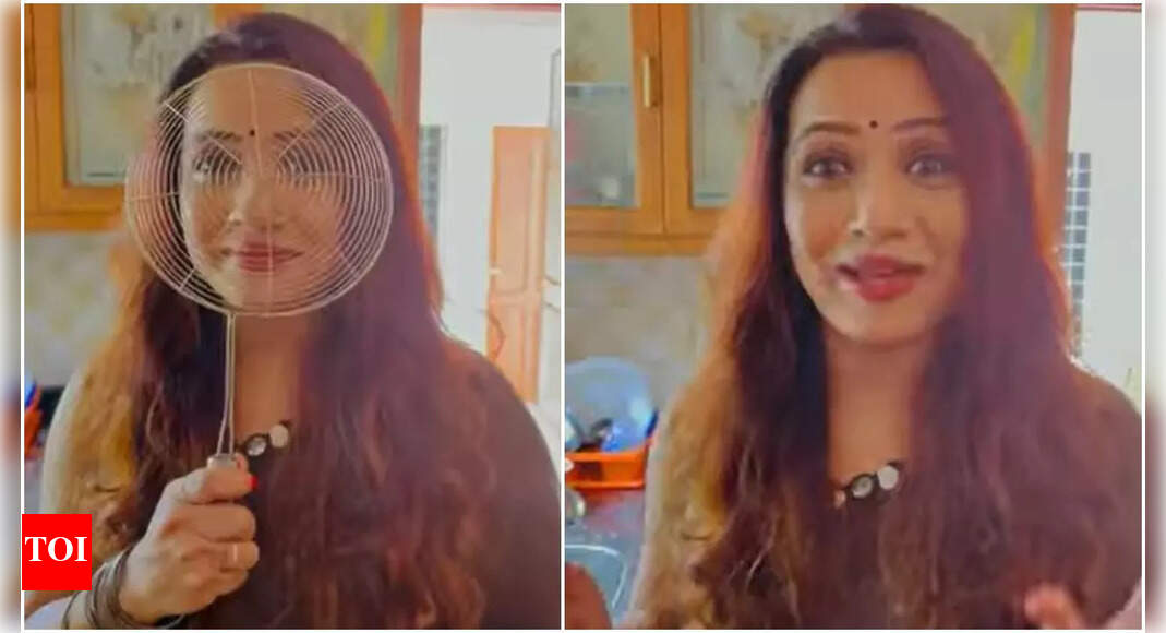 Poojitha tries her cooking skill on the sets of 'Ente Kuttikalude Achan ...