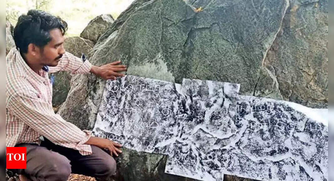 500-year-old stone inscription with Grantha script found in Madurai ...