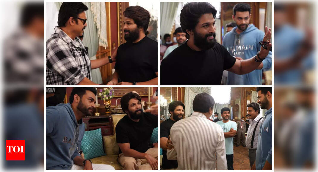 Allu Arjun visits Venkatesh and Varun Tej on the sets of F3 | Telugu ...