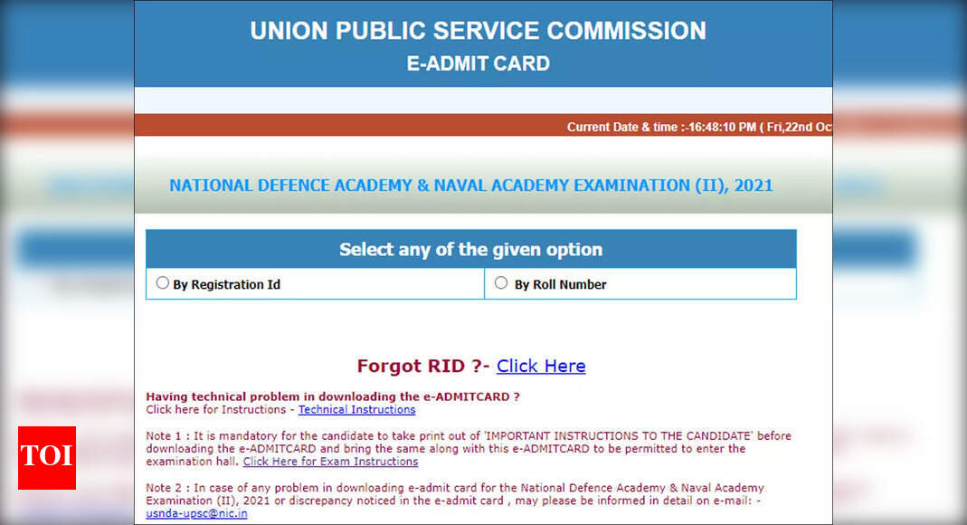 UPSC NDA/NA II Admit Cards: UPSC NDA/NA II Admit Cards 2021 released ...
