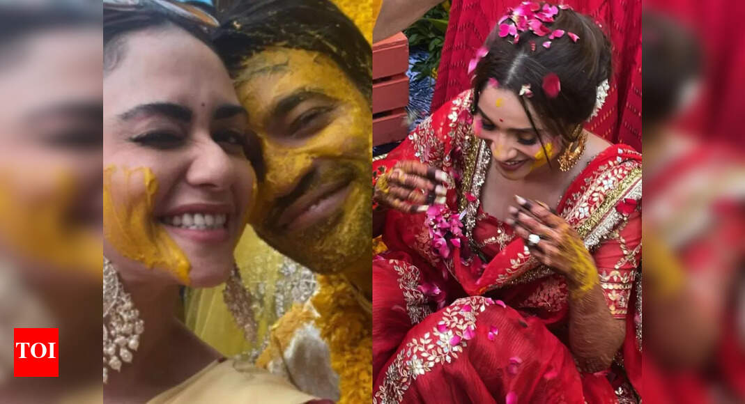 Ankita Lokhande And Vicky Jain Haldi Ceremony: Ankita Lokhande dolls up in a red sharara for ...