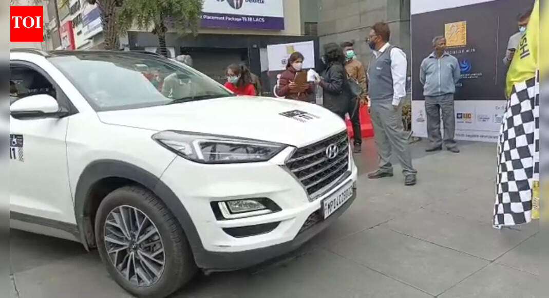 Bhopal: Enthusiastic participants take part in car rally for the ...