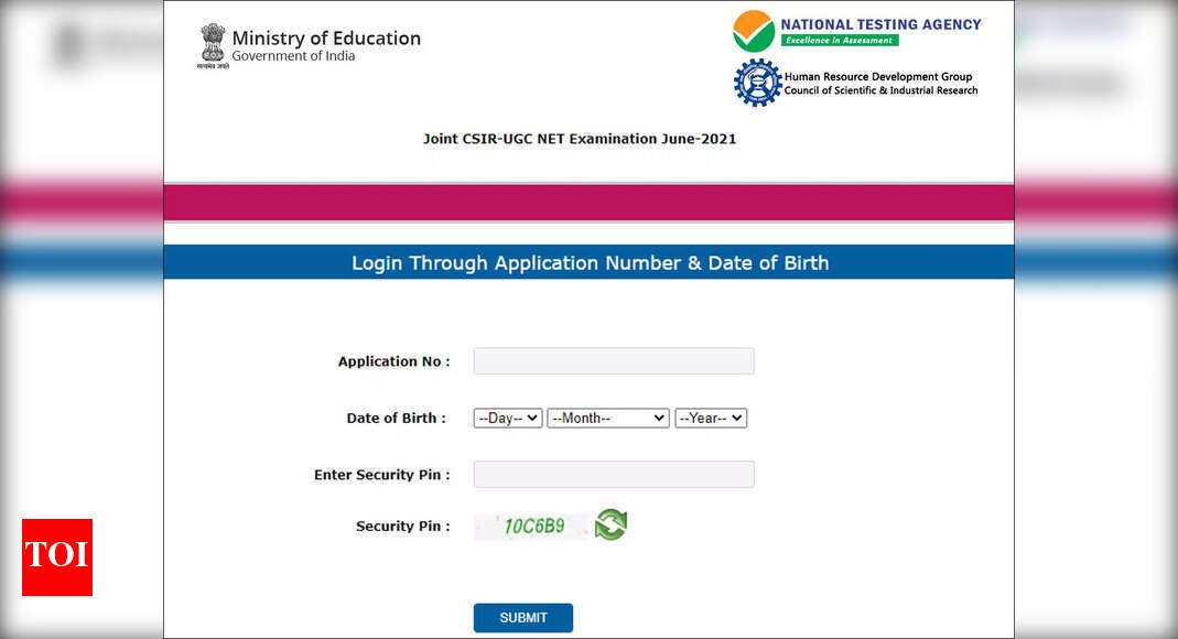 CSIR NET June 2021 admit cards released, download here - The Times of India