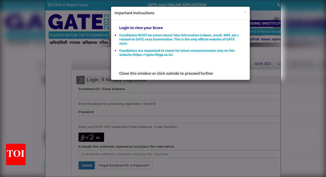 GATE 2022 scorecard released @ gate.iitkgp.ac.in, check here | - Times ...