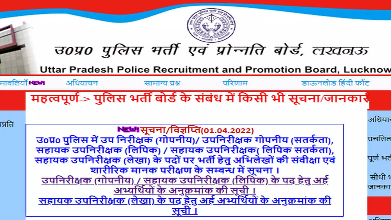 Up Si Result 2022 Up Police Si Result 2022 Cut Off Marks Released