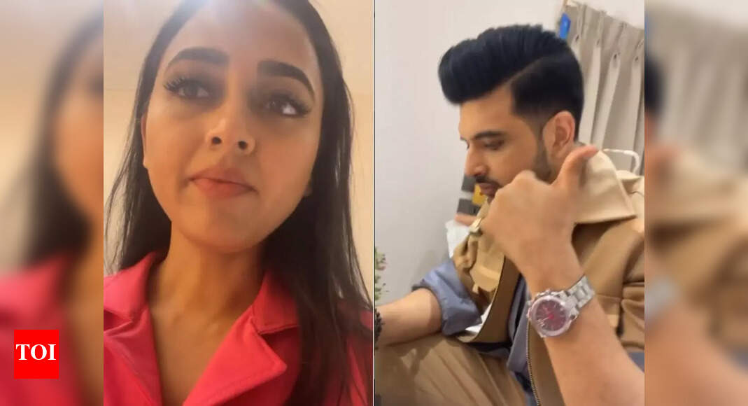 Tejasswi Prakash surprises Karan Kundrra on his show's set; scolds him ...