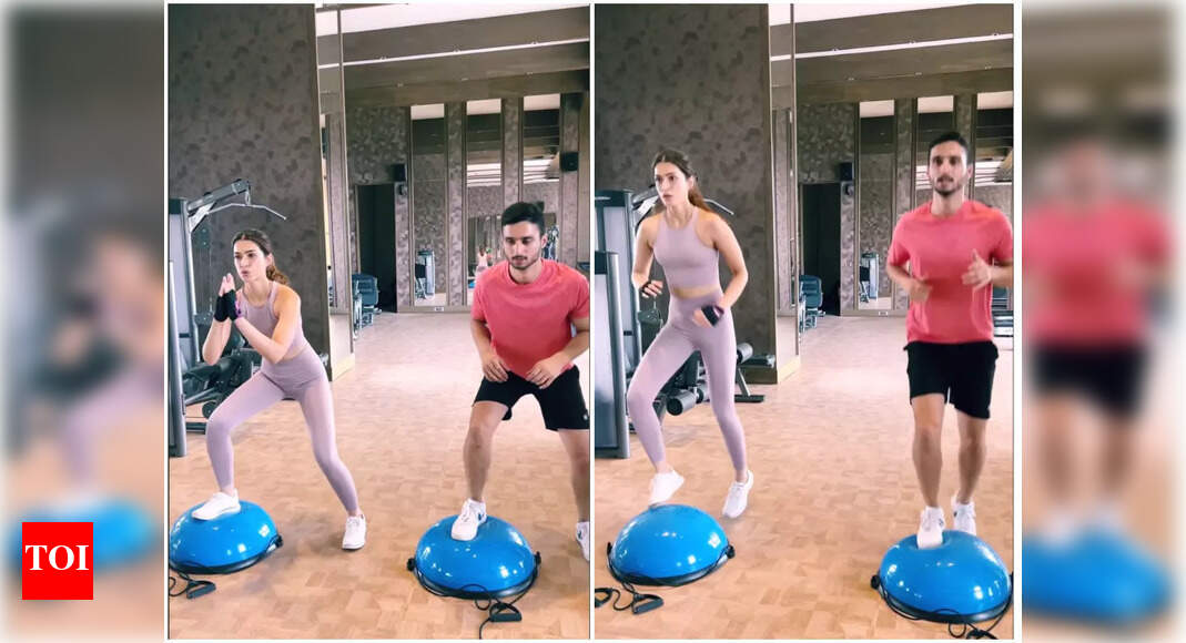 Watch: Kriti Sanon takes up the Bosu Challenge with perfection | Hindi ...