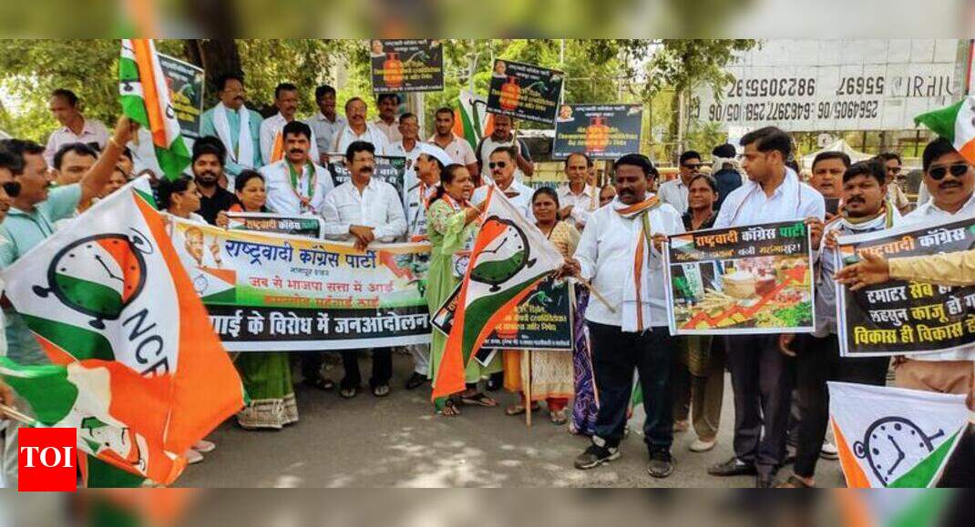 NCP workers protest against Modi government over inflation | Nagpur ...