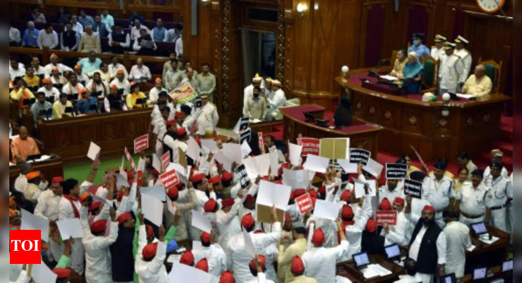 UP’s budget session begins on stormy note as SP members protest during ...