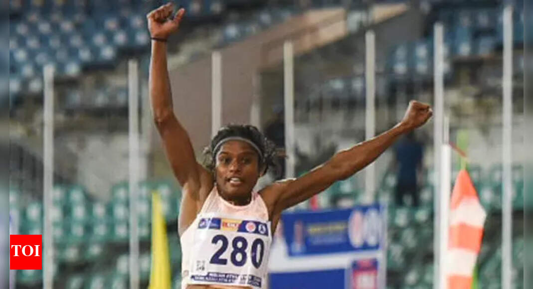 Aishwarya breaks triple jump National record | More sports News - Times ...