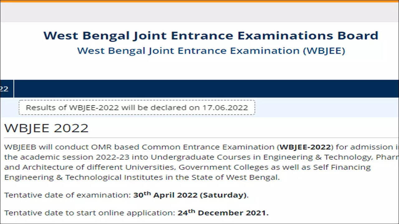 WBJEE Result 2022: WBJEE 2022 result to be released today at 4 pm ...
