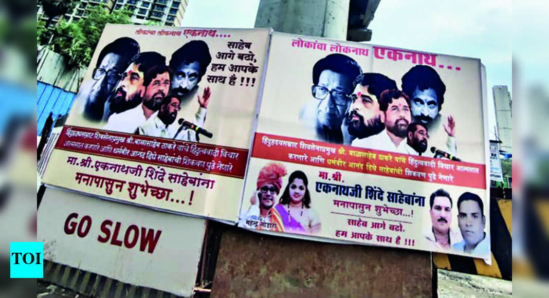 Shinde: Posters On Shinde, But Sans Uddhav Photo, Plaster Thane | Thane ...