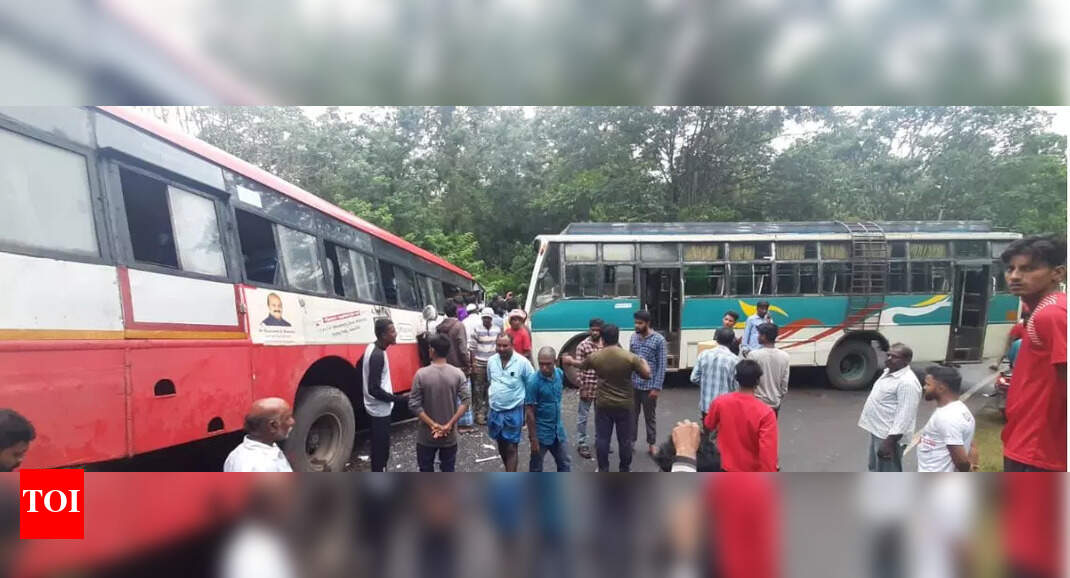 Latest updates: Over 50 passengers injured as private bus and KSRTC bus ...