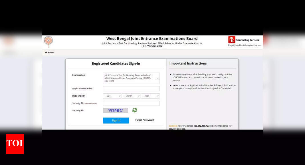 JENPAS UG Result 2022 released @wbjeeb.nic.in; check direct link, steps to download - Times of India