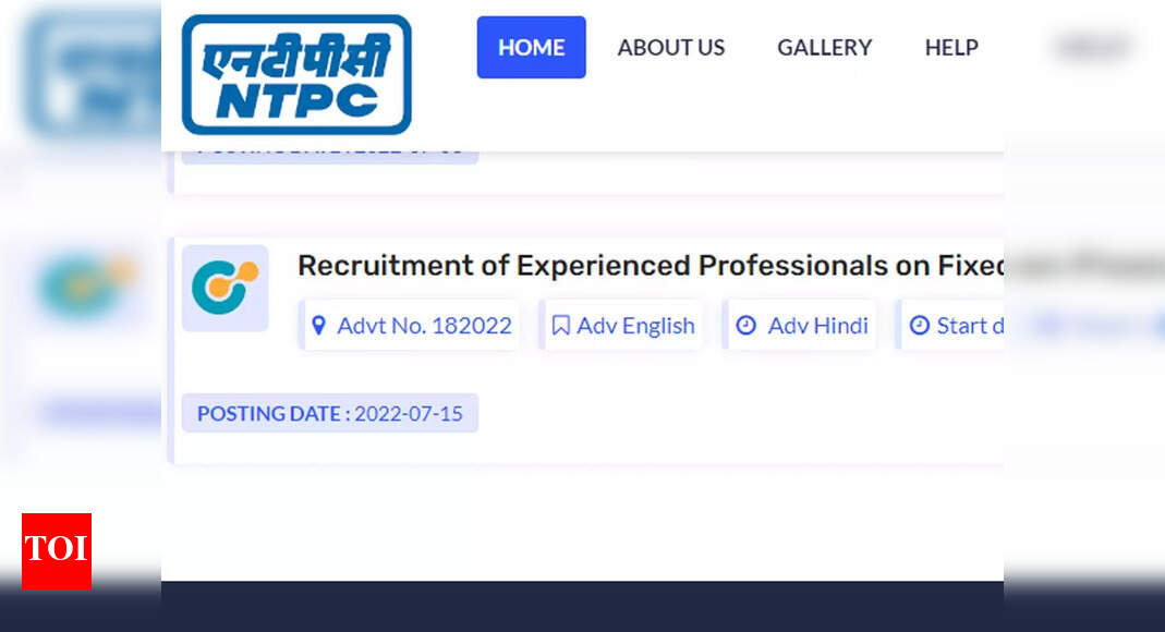 NTPC Recruitment 2022: Apply online for 60 executive posts | - Times of ...