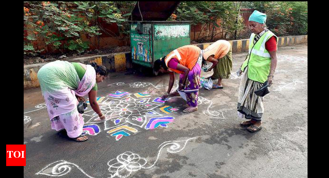 Rangoli after clean-up by municipal corporation | Chandigarh News ...