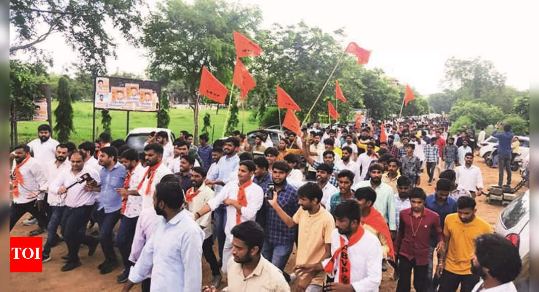 Abvp: Abvp Protests At Ru Over Irregularities, Demands Vc’s Ouster ...