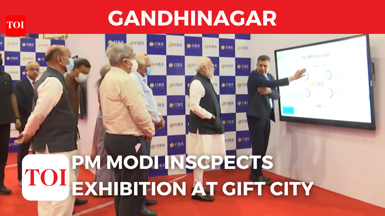 PM Modi inspects exhibition at GIFT City in Gandhinagar