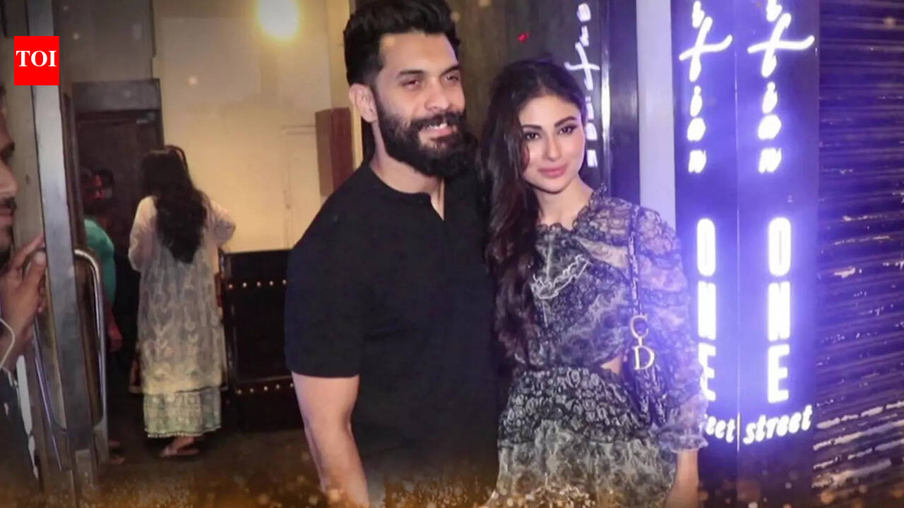 Spotted! Mouni Roy wears a short dress, hubby Suraj Nambiar dons a ...