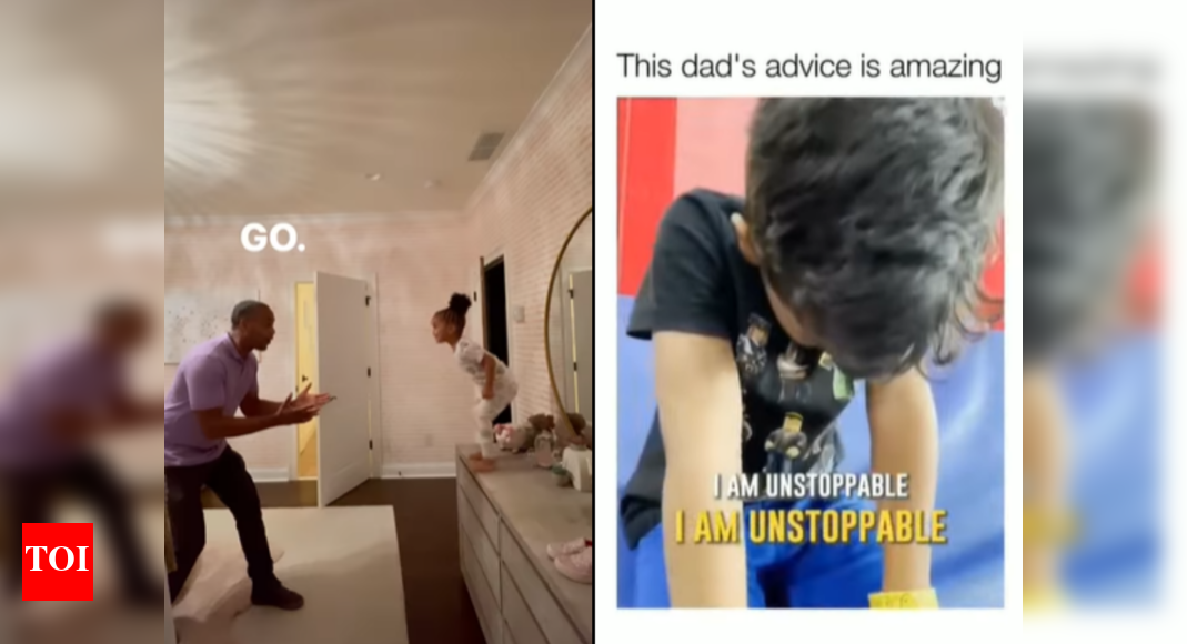 Viral Video: Adorable viral videos show dads teaching their kids to ...