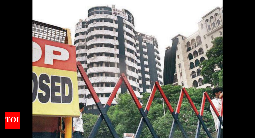 Noida twin towers now fully charged for demolition | Noida News - Times ...