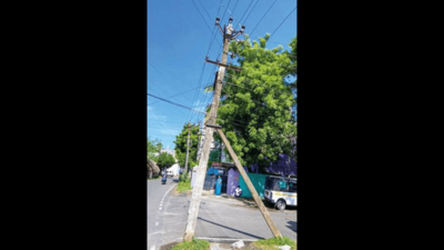 Mogappair: Leaning precariously, electric posts pose threat in ...