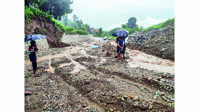 Manali: Swollen Nullah Washes Away Key Road In Manali | Shimla News - Times of India