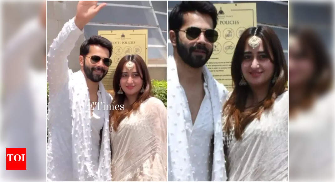 Varun Dhawan and Natasha look dreamy in white as they get spotted at Kunal Rawal-Arpita Mehta's ...