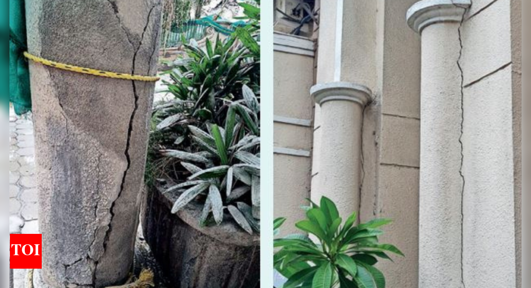 Noida: After twin towers' fall, cracks in columns & walls of some flats ...