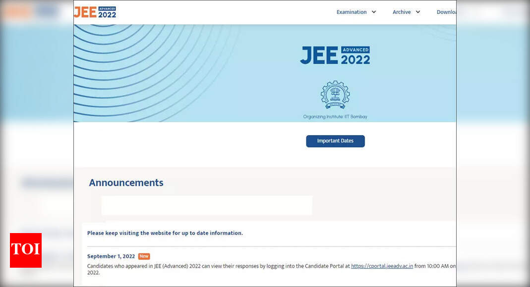 JEE Advanced 2022 response sheets released at jeeadv.ac.in, download here - Times of India